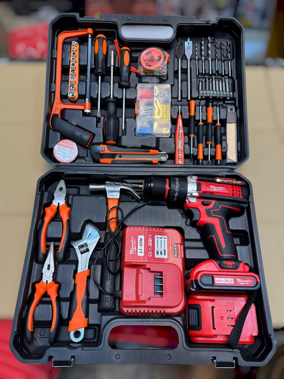 Milwaukee 48v 117 pieces drill set – Geepas